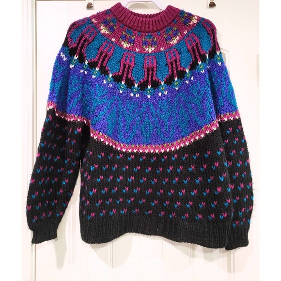 Ivy | Sweaters | Vintage 99s Ivy Colorful Sweater Chunky Acrylic Knit ...